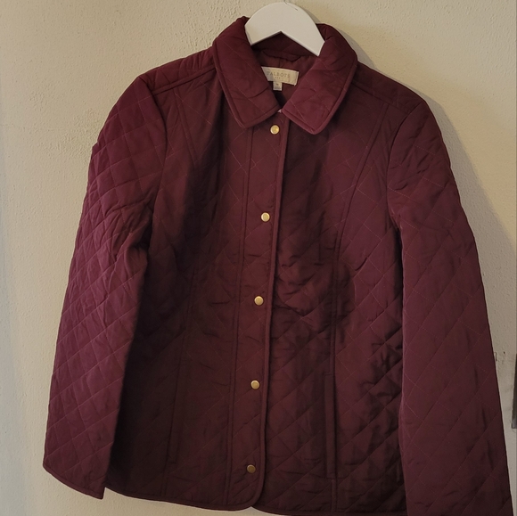 Talbots | Jackets & Coats | Talbots Quilted Snapfront Jacket Maroon ...